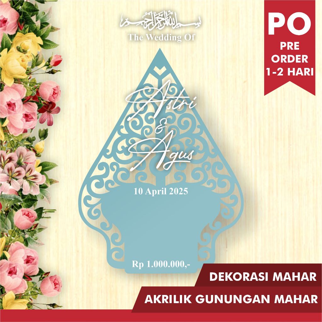 Jual BRUSH GUNUNGAN WAYANG WARNA CUSTOM DEKORASI MAHAR NAMA TIMBUL ...