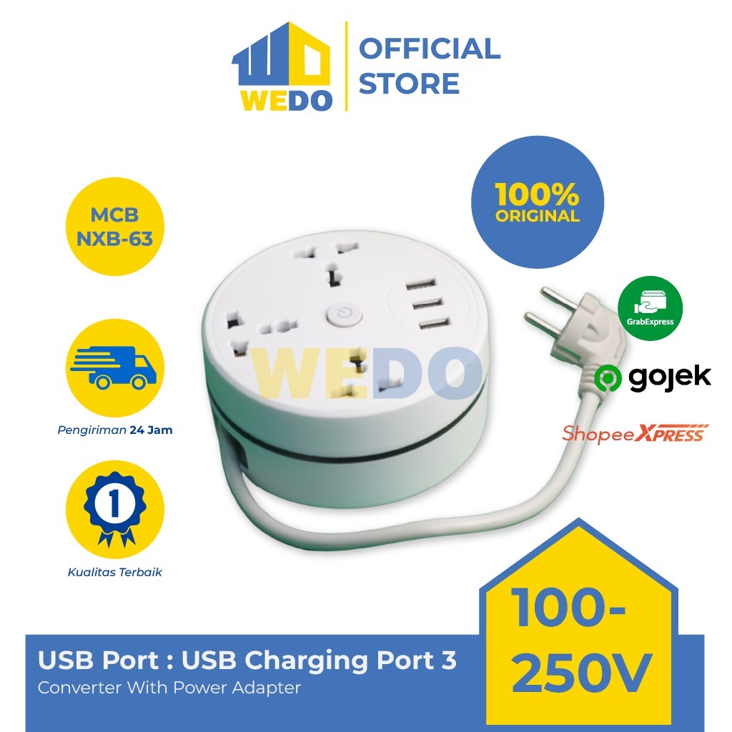 Jual PROMO! HARGA MURAH! Stop Kontak Gulung USB Port / Lubang Saklar + 3 Port USB / Power Socket ...