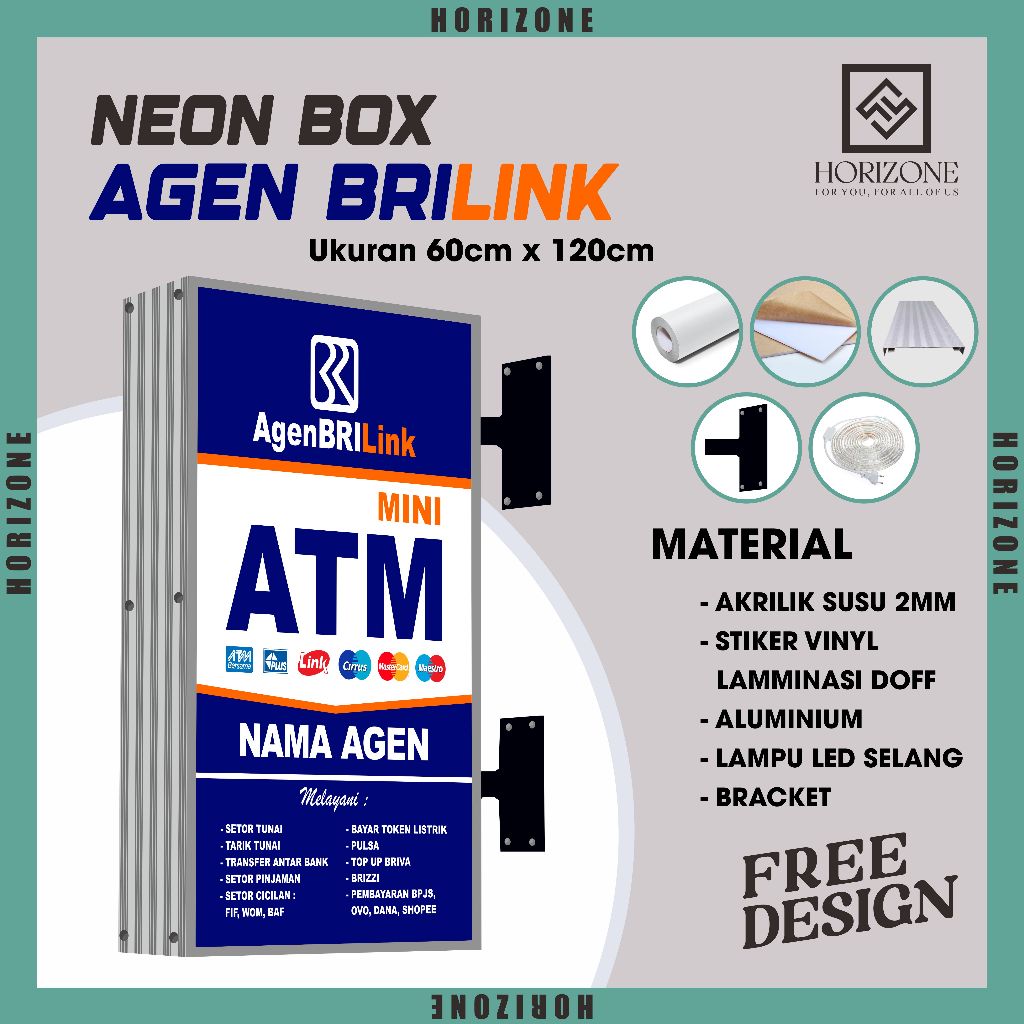 Jual NEON BOX AKRILIK AGEN BRILINK 60cm x 120cm 2 SISI | Shopee Indonesia