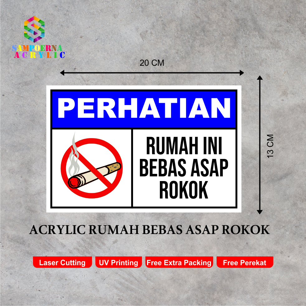 Jual sign acrylic rumah ini bebas asap r0k0k | Shopee Indonesia
