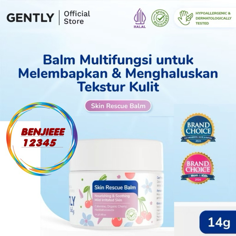 Jual GENTLY Skin Rescue Balm 14 gr bayi anak with calamine cherry ...