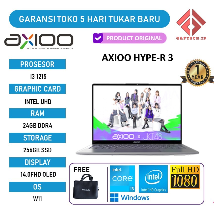 Jual AXIOO HYPE R3 OLED I3 1215 24GB 256GB WIN 11 14.0FHD BLK (UNDER ...