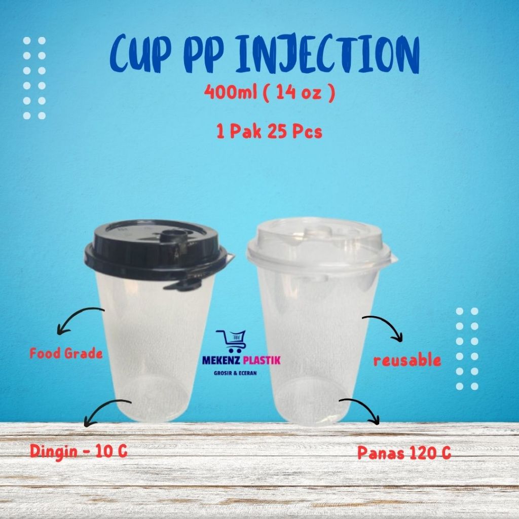 Jual PP Injection Cup 14oz 400ml Isi 25 Pcs l Gelas Plastik Boba Cheese ...