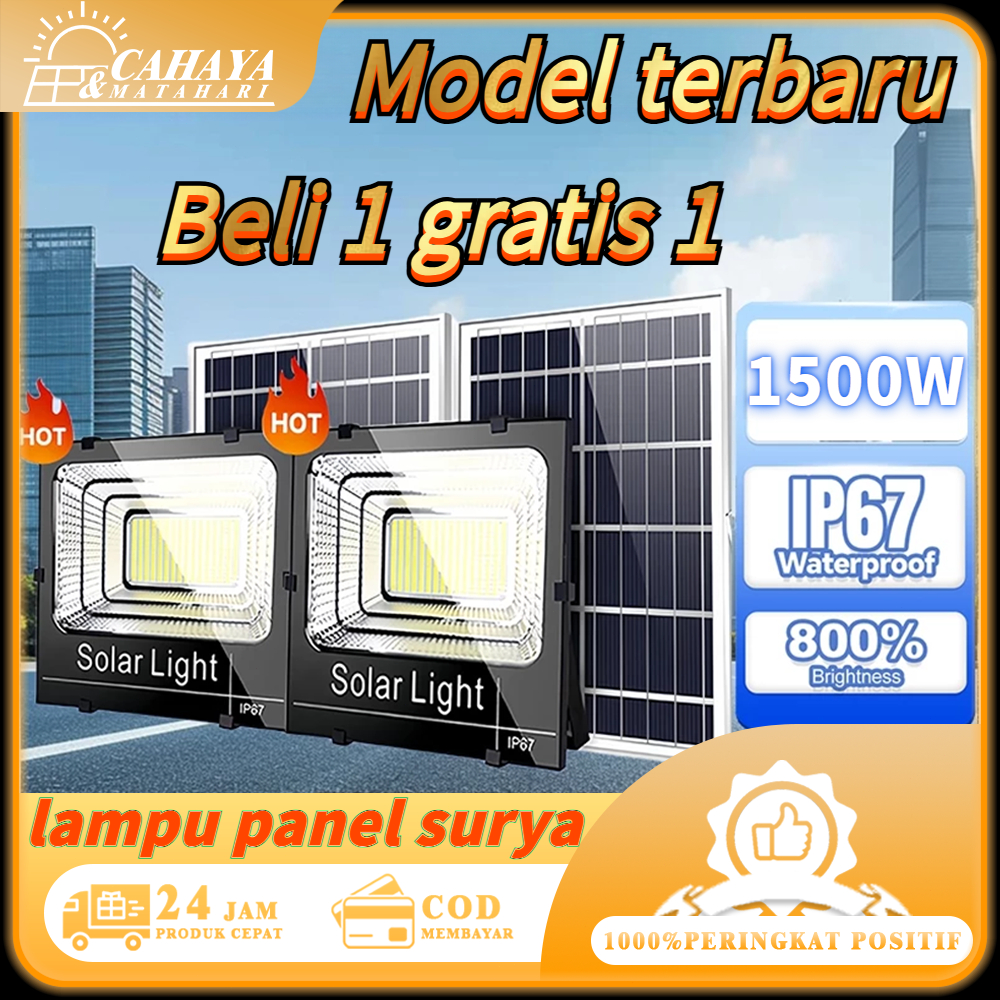 Jual Model terbaru 1500W lampu panel surya outdoor IP67 Tahan air lampu ...