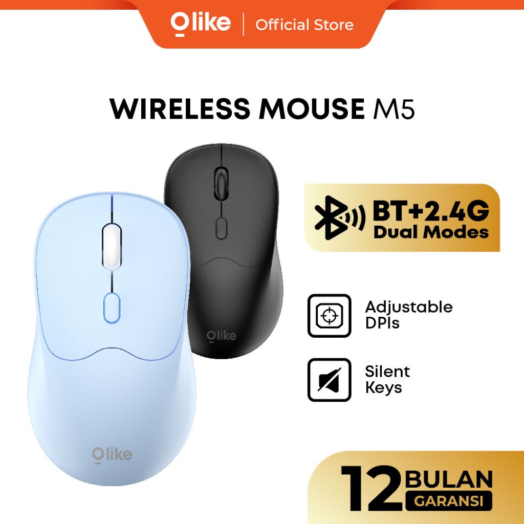 Jual OLIKE Mouse Bluetooth Wireless M5 Dual Mode USB Dongle | Silent ...