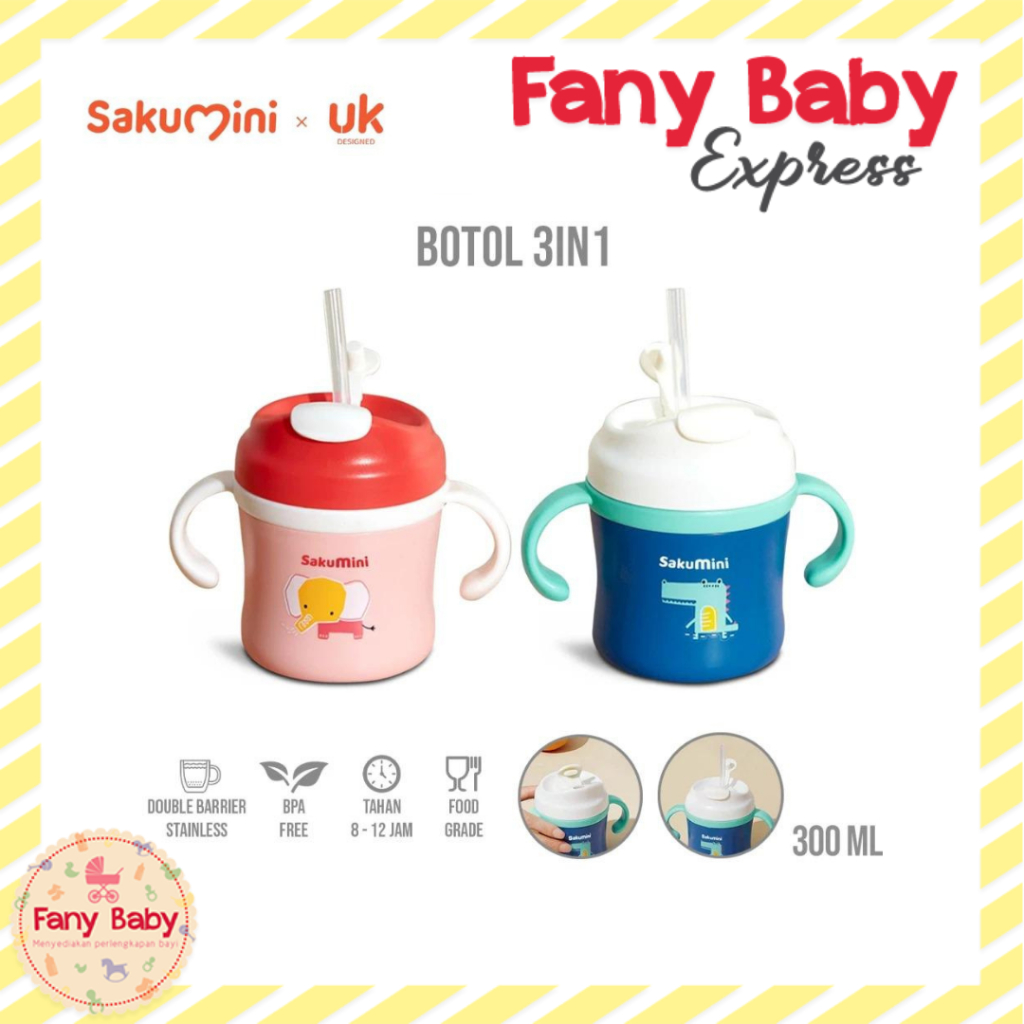 Jual SAKUMINI BOTOL SUSU STAINLESS STEEL MILK CUP GELAS HISAP 300ML ...