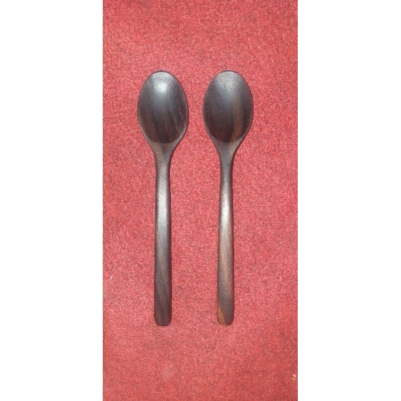 Jual sendok makan natural wood black collour food grade/sendok kayu ...