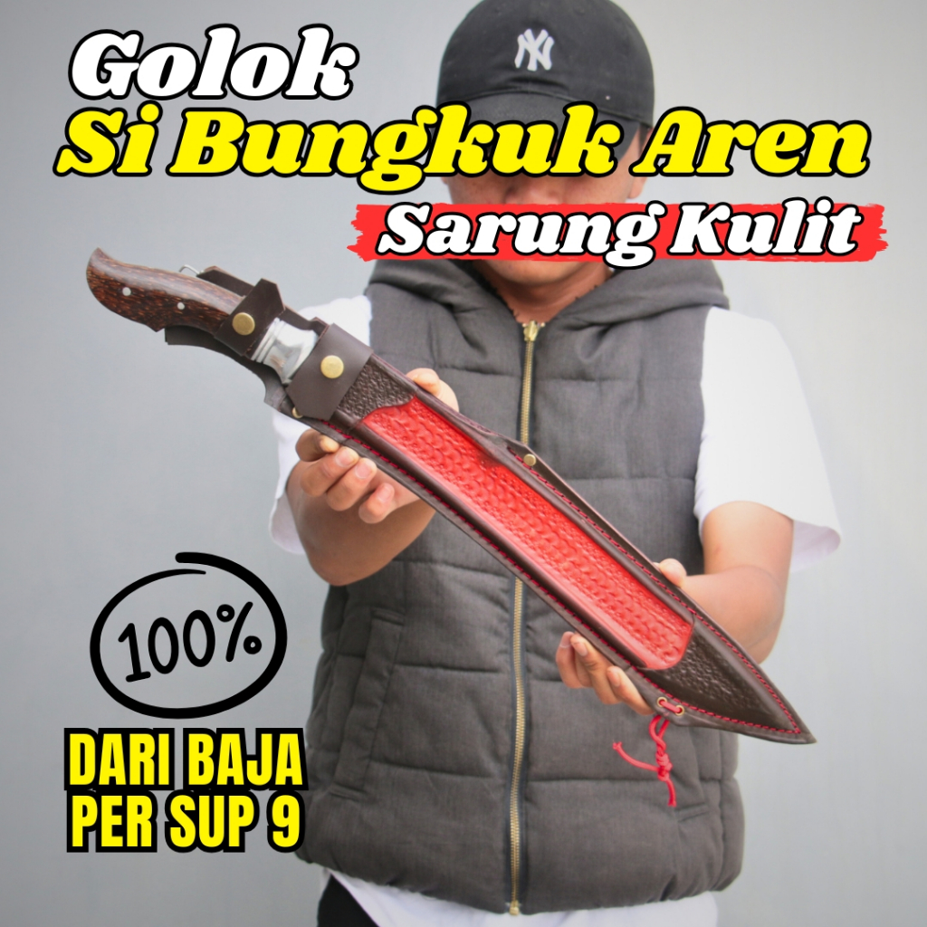 Jual Ladang Jaya Golok Berkebun Si Bungkuk Aren Sarung Kulit Bahan Baja ...