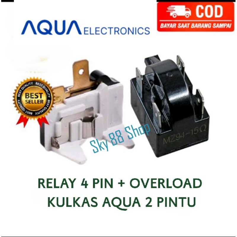 Jual RELAY 4 PIN + OVERLOAD KULKAS AQUA 2 PINTU / HIGH QUALITY | Shopee ...