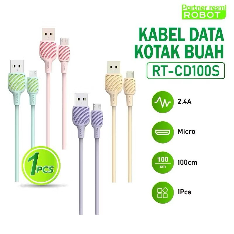 Jual Kabel Data Robot RT-CD100S 2.4A 100cm Micro Usb Fast Charging ...