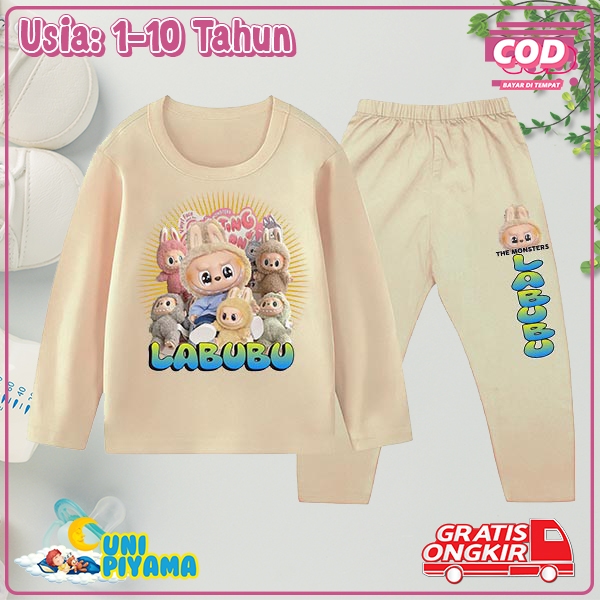 Jual Baju Tidur Labubu Stelan Panjang Anak Cewek atau Cowok usia 1-10Tahun 1550 | Shopee Indonesia