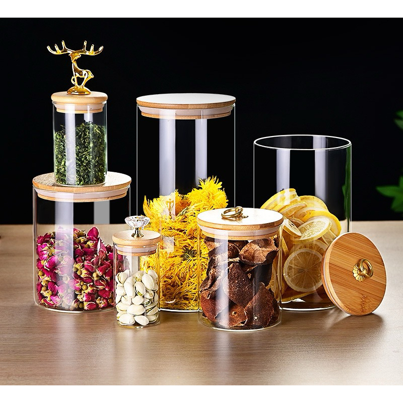 Jual toples kaca cookies bulat panjang tutup bambu | Shopee Indonesia