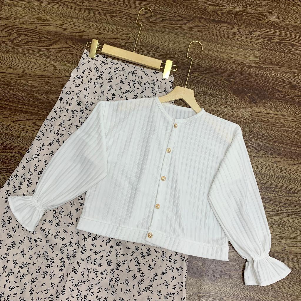 Jual Setelan Cardi Knit Hornet + Rok Floral Skirt Sakura Pattern Korean ...