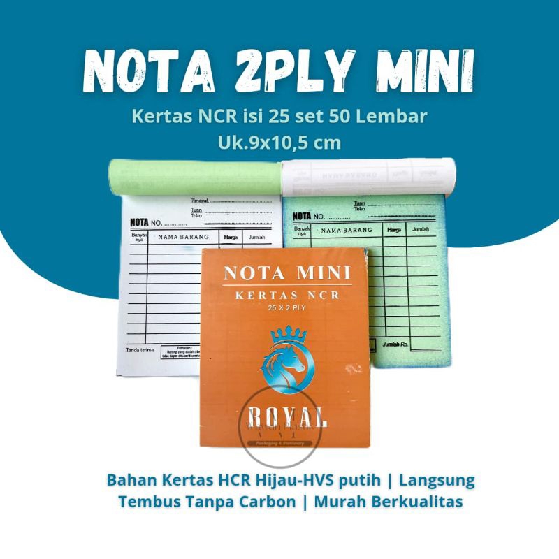 Jual Buku Nota Kontan Mini 2 Ply Rangkap Royal isi 25 Lembar NCR kecil ...
