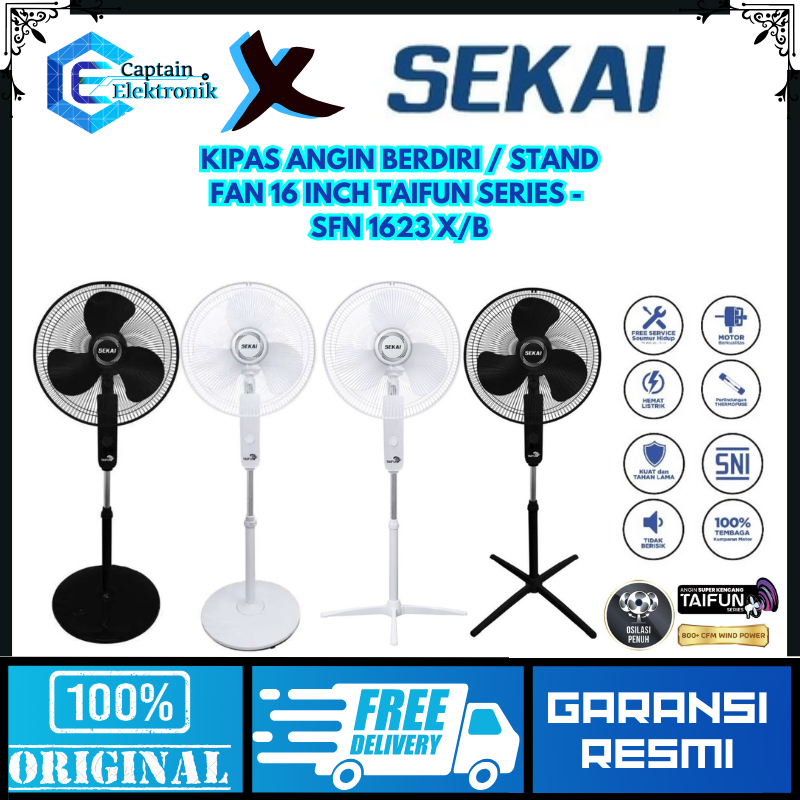 Jual SEKAI Kipas Angin Berdiri 16 Inch Taifun Series SFN 1623 X B Original | Shopee Indonesia