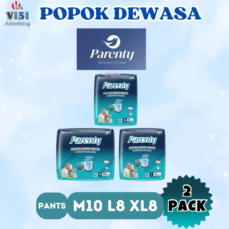 Jual (PAKET 2 BALL) POPOK DEWASA PARENTY HEAVY FLOW CELANA EKSTRA SERAP M10/L8/XL8 | Shopee ...
