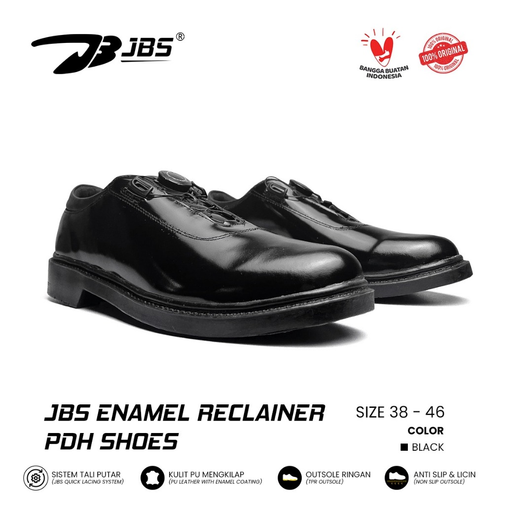 Jual Sepatu PDH JBS LOW Tali Putar Pantofel Mengkilap Hitam Formal ...