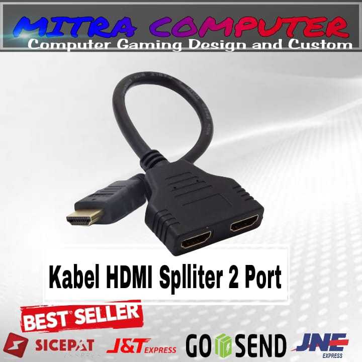 Jual Kabel HDMI splitter 2 port tanpa power 1 in 2 out | Shopee Indonesia