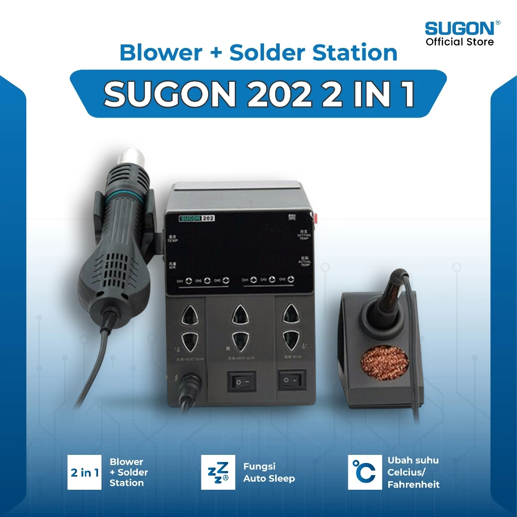 Jual Sugon 202 Blower Solder Station Uap Digital 2 IN 1 Soldering ...
