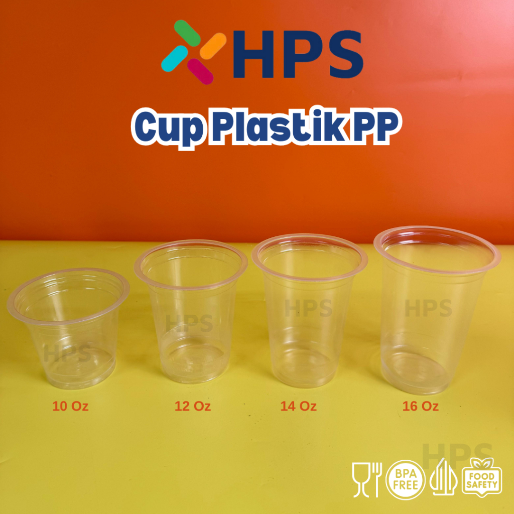 Jual Cup Plastik PP 10 oz 12 oz 14 oz 16 oz 18 oz 22 oz , oval ( round ...