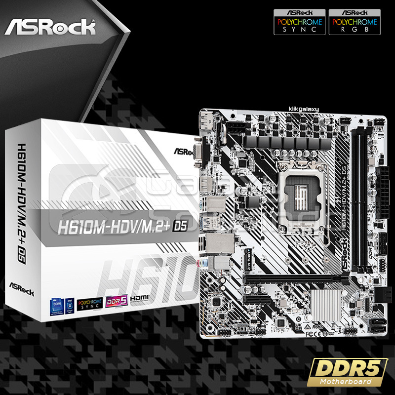 Jual ASROCK H610M-HDV/M.2+ D5 - Intel H610 DDR5 Alder Lake Motherboard ...