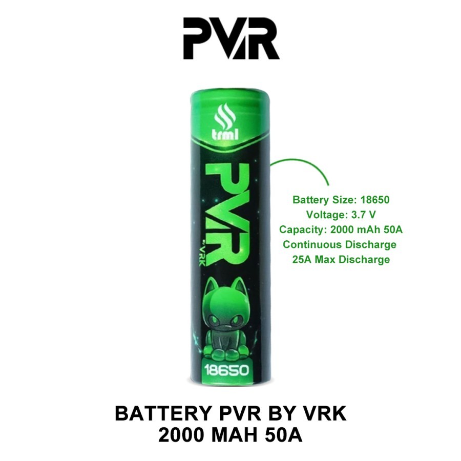Jual Authentic Battery VRK PVR Baterai 2000 mAH 25A 18650 PVR 2000 ...