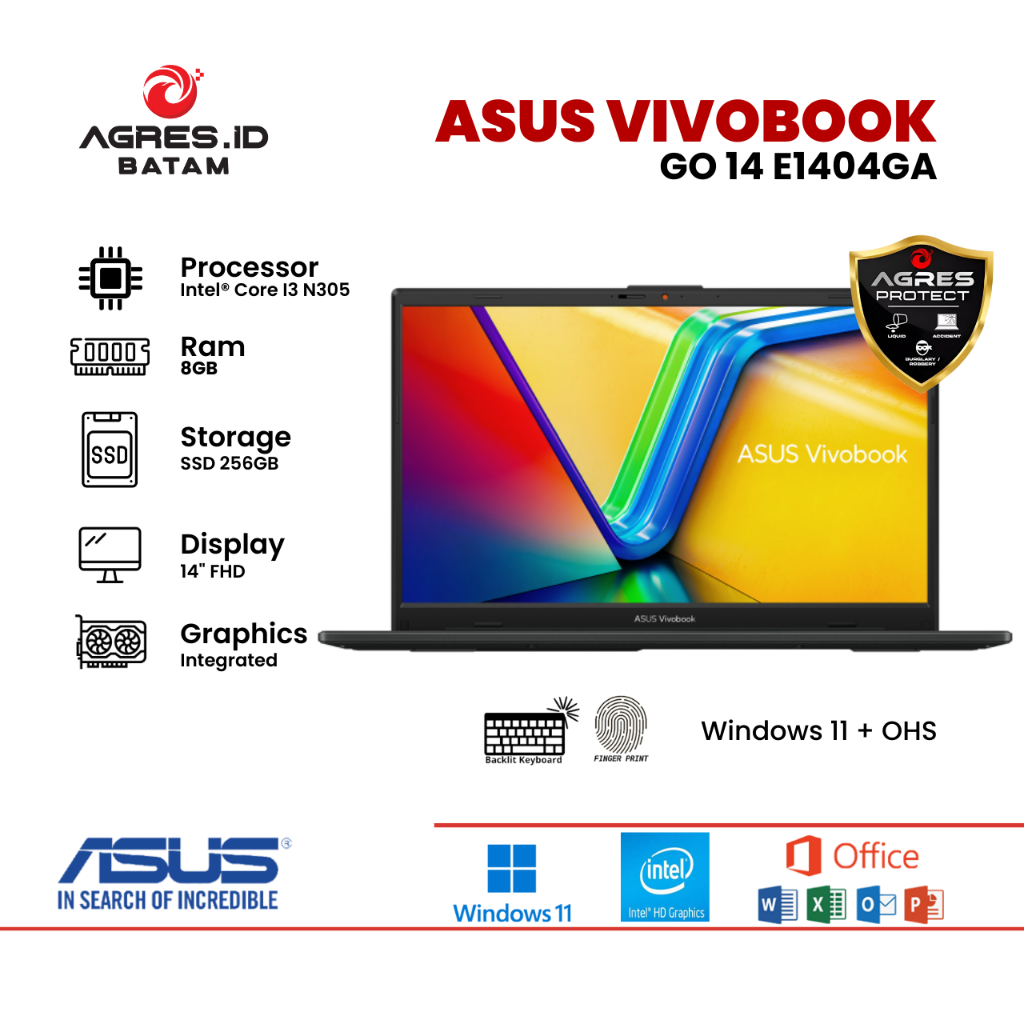 Jual ASUS VIVOBOOK GO 14 E1404GA I3 N305 8CORE 8GB 256GB W11+OHS 14 ...