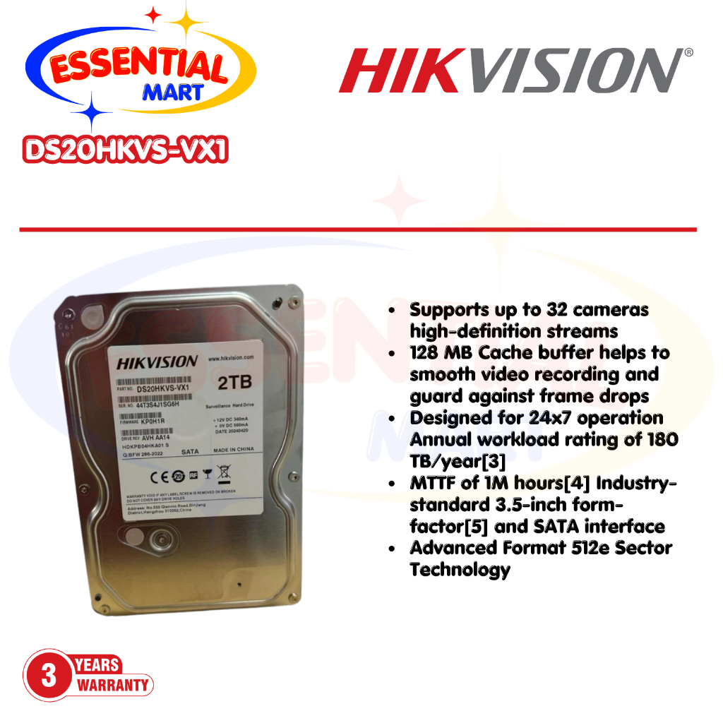 Jual HDD Hikvision DS20HKVS-VX1 2 TB for CCTV SATA 3.5" | Shopee Indonesia