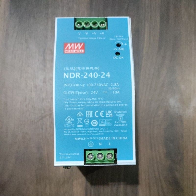 Jual Power Supply MEAN WELL NDR-240-24 Output 24V 10A | Shopee Indonesia