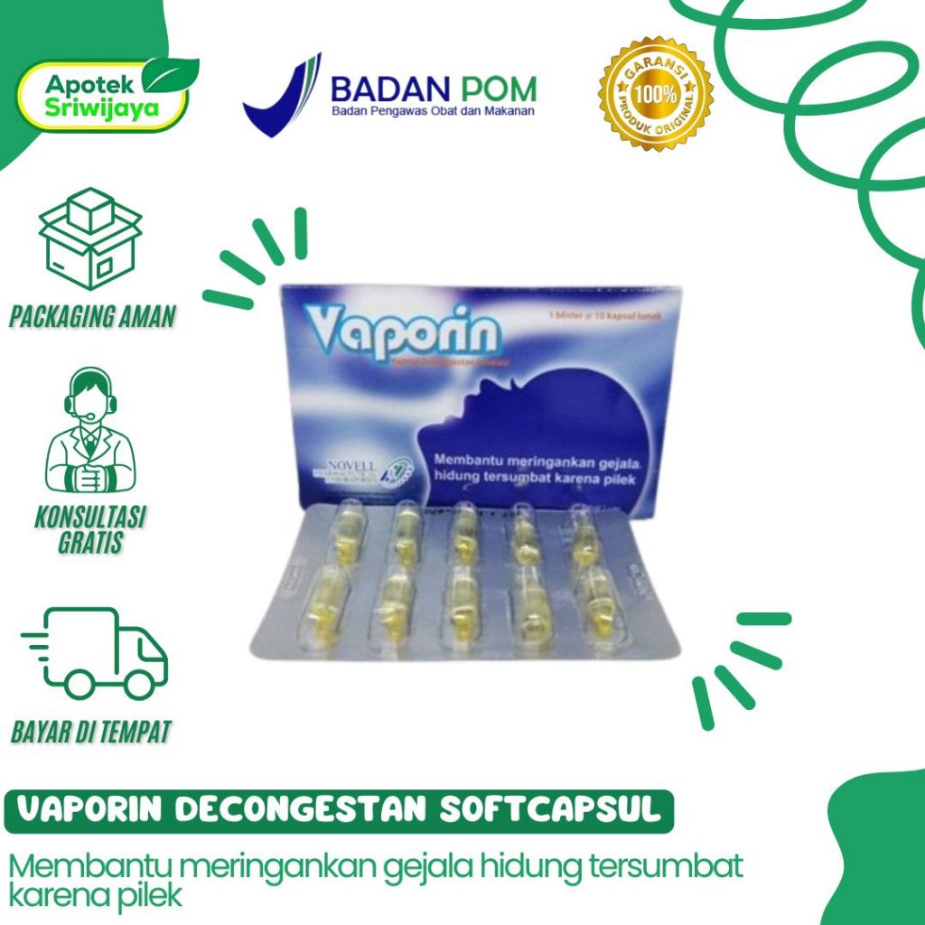 Jual VAPORIN DECONGESTAN SOFTCAPSUL 1 STRIP 10 CAPSUL | Shopee Indonesia