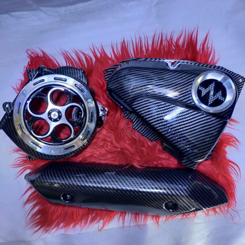 Jual (3pcs) PAKETAN CARBON KIPAS SPINER/FILTER VELOSCOPE/ KNALPOT HONDA ...