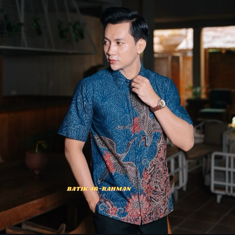 Jual Baju Batik Pria Slimfit Lengan Panjang Full Furing Ero Warna Biru ...