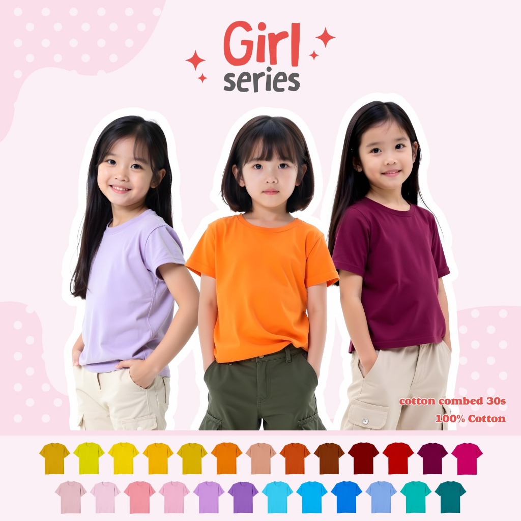 Jual KAOS ANAK POLOS / KAOS ANAK / KAOS POLOS ANAK UMUR 0-12 TAHUN (GIRLS SERIES) | Shopee Indonesia