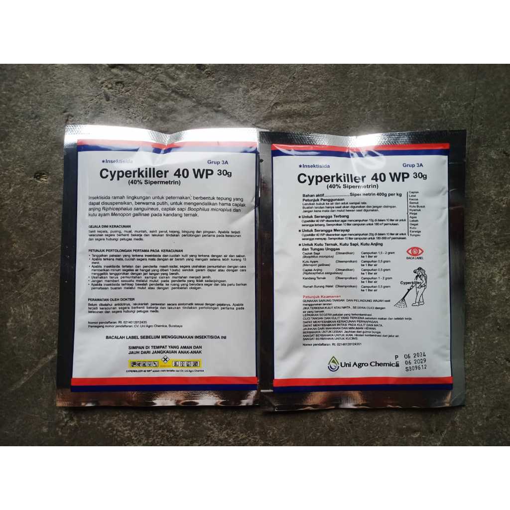 Jual insektisida cyperkiller 40 WP kemasan sachet @ 30 gram | Shopee ...