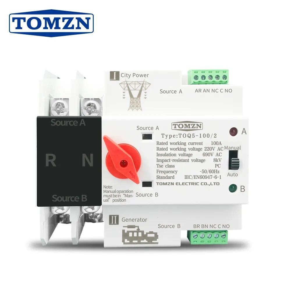 Jual TOMZN Automatic Transfer Switch 2P 63A 100A 125A 230V MCB Tipe ATS Dual Power | Shopee ...