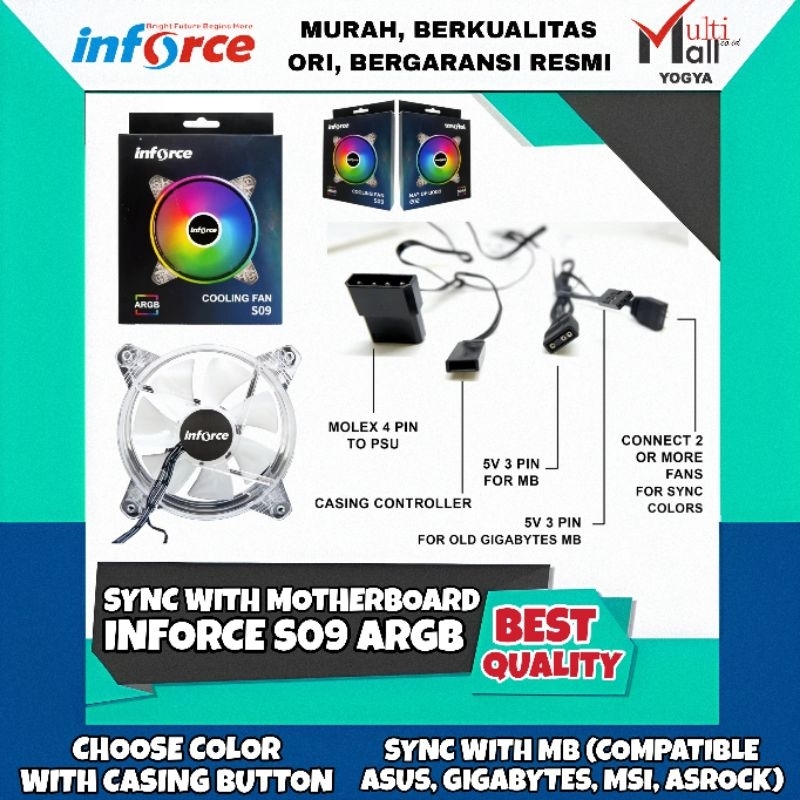 Jual Inforce Cooling Fan S09 120mm Control Fan Color CPU RGB Compatible ...