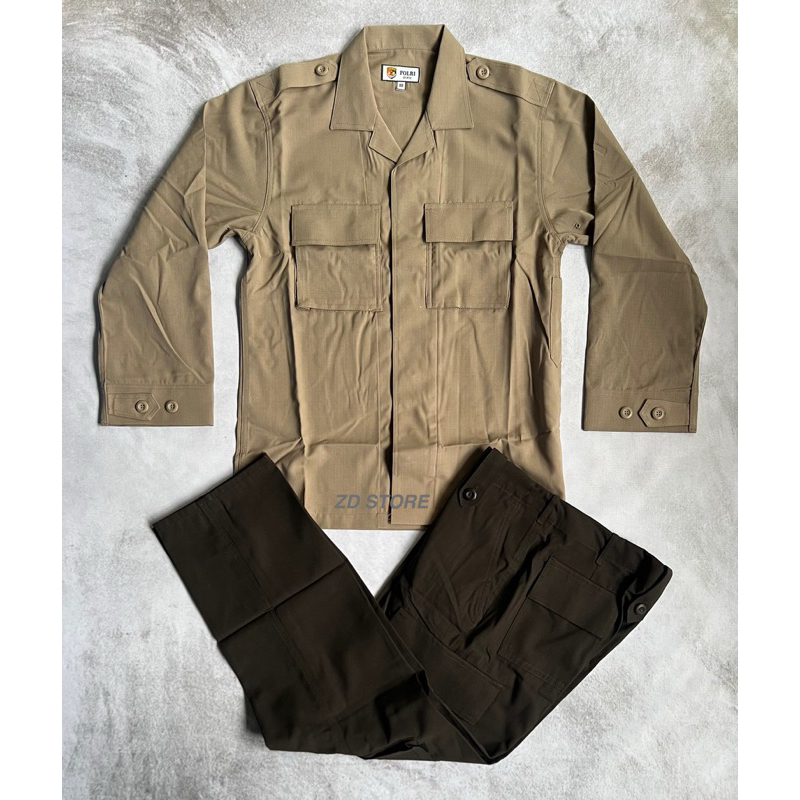 Jual Seragam Jatah PDL Coklat Halus/Seragam PDL COKLAT POLRI | Shopee ...