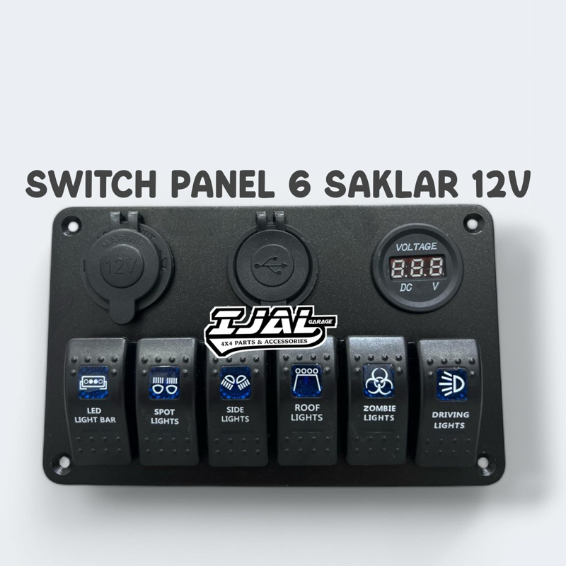 Jual Switch Saklar 6 Panel Offroad Racing LED Light Bar Winch Volt ...