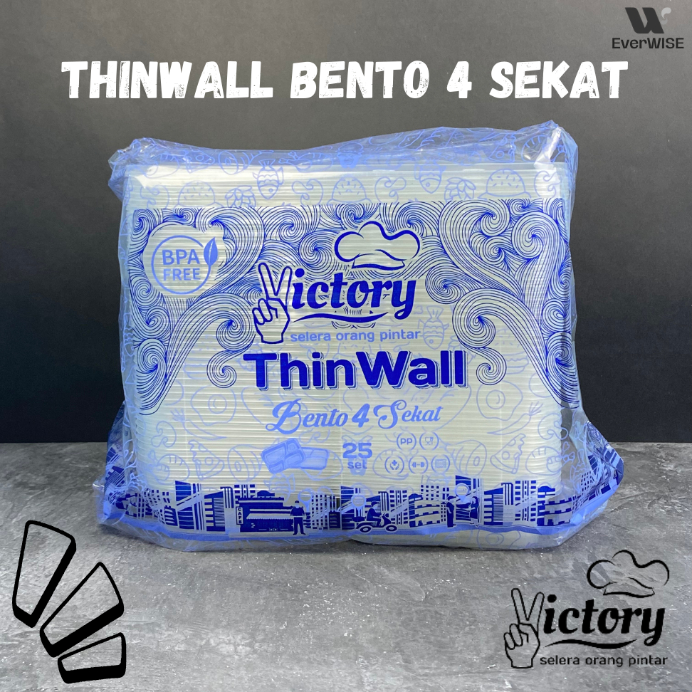 Jual Thinwall VICTORY Bento 4 Sekat FLAT / STAR Lunch Box Plastik ...