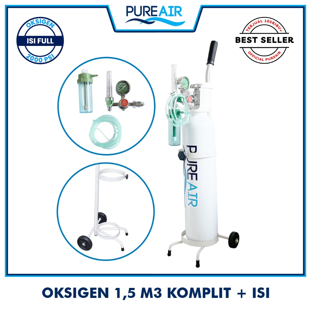 Jual Pureair Tabung Oksigen 1,5 M3 Set Komplit 4in1 (Tabung+Isi Oksigen ...