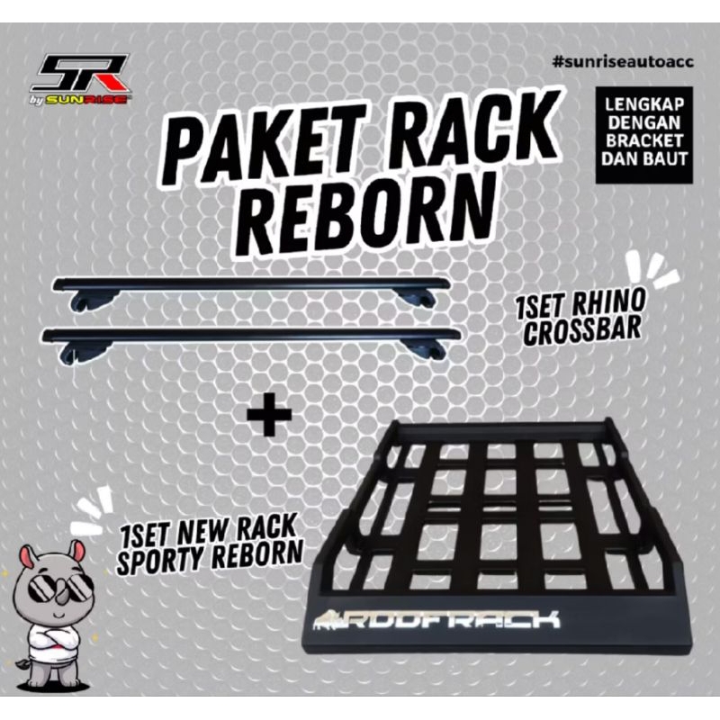Jual Paket NEW RACK SPORTY REBORN+Kaki Crossbar Rak Mobil Universal ...