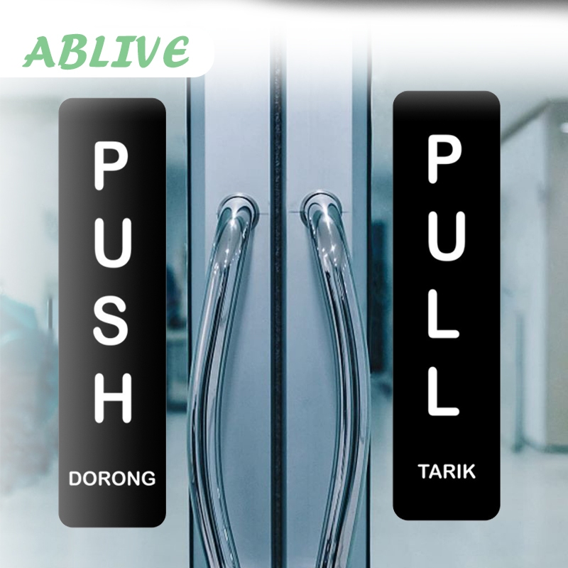 Jual 1 Sepasang Sign Dorong Tarik Akrilik Stiker Push Pull Door ...