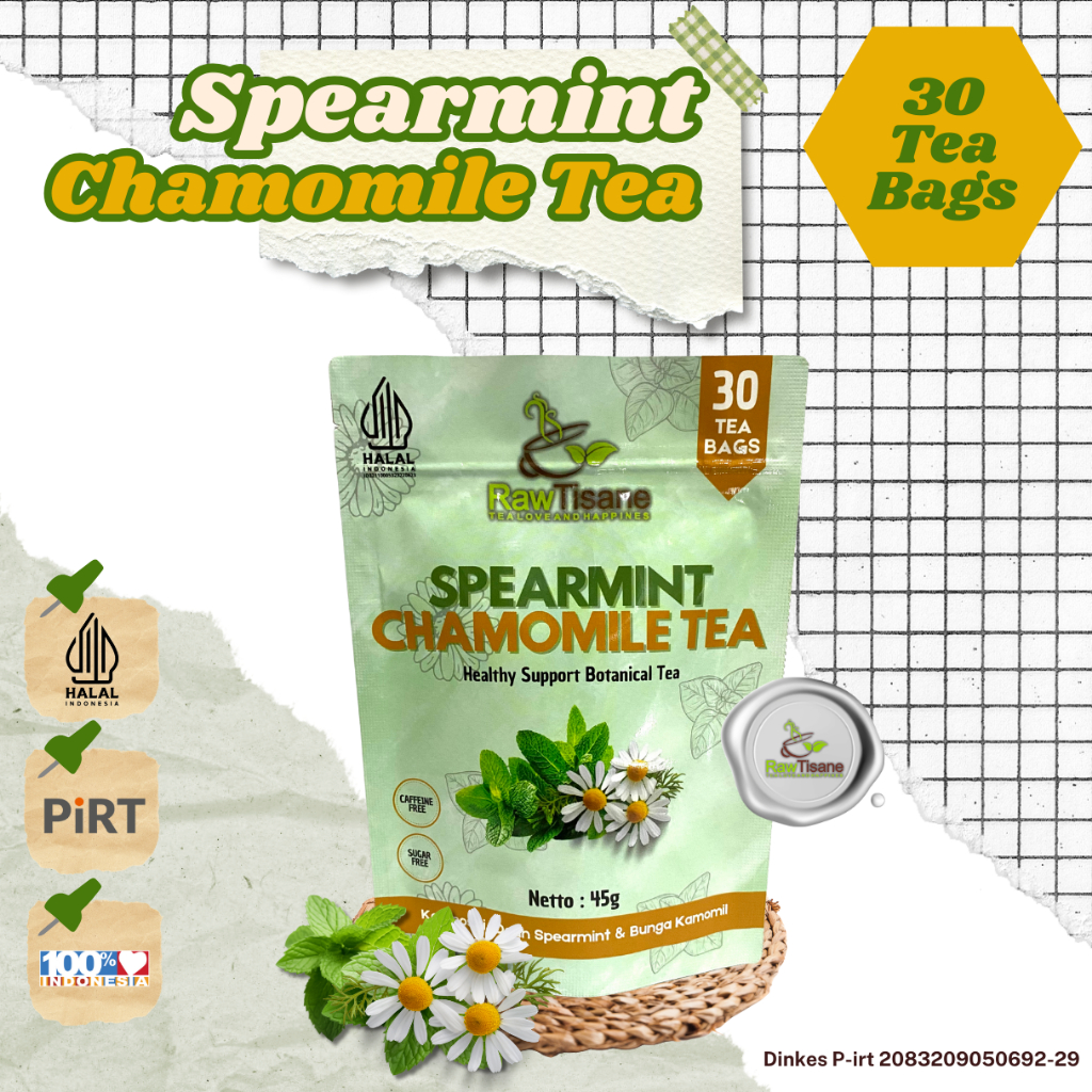 Jual RAW TISANE Spearmint Chamomile Tea : Teh Celup Daun Spearmint & Bunga Chamomile Isi 30 Tea ...