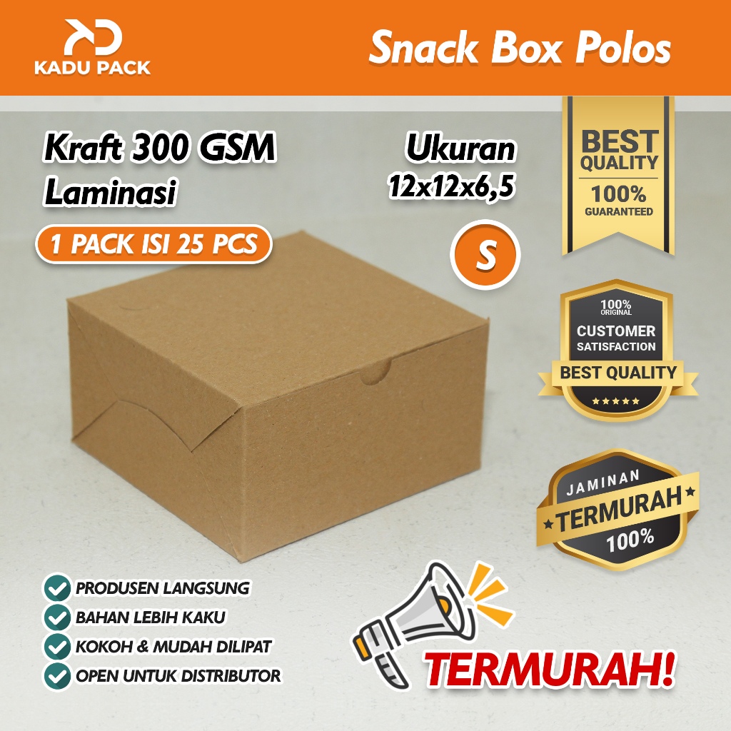 Jual (25 Pcs) Snack Box Dus Laminasi | Size 12x12 | Dus Roti Bakar ...