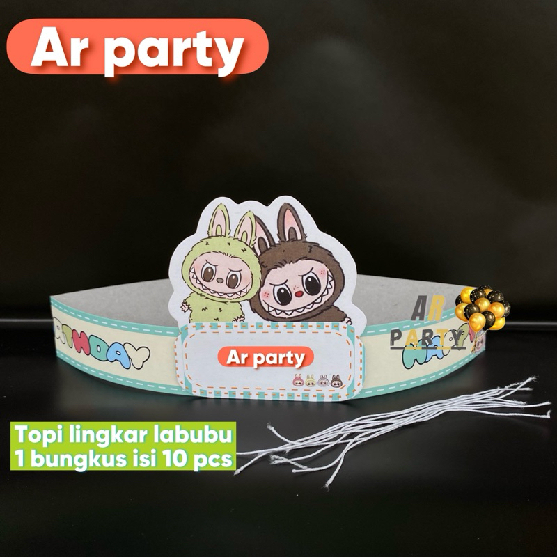Jual (isi 10pcs) Topi Lingkar Labubu / Topi kertas Karakter / Topi ...