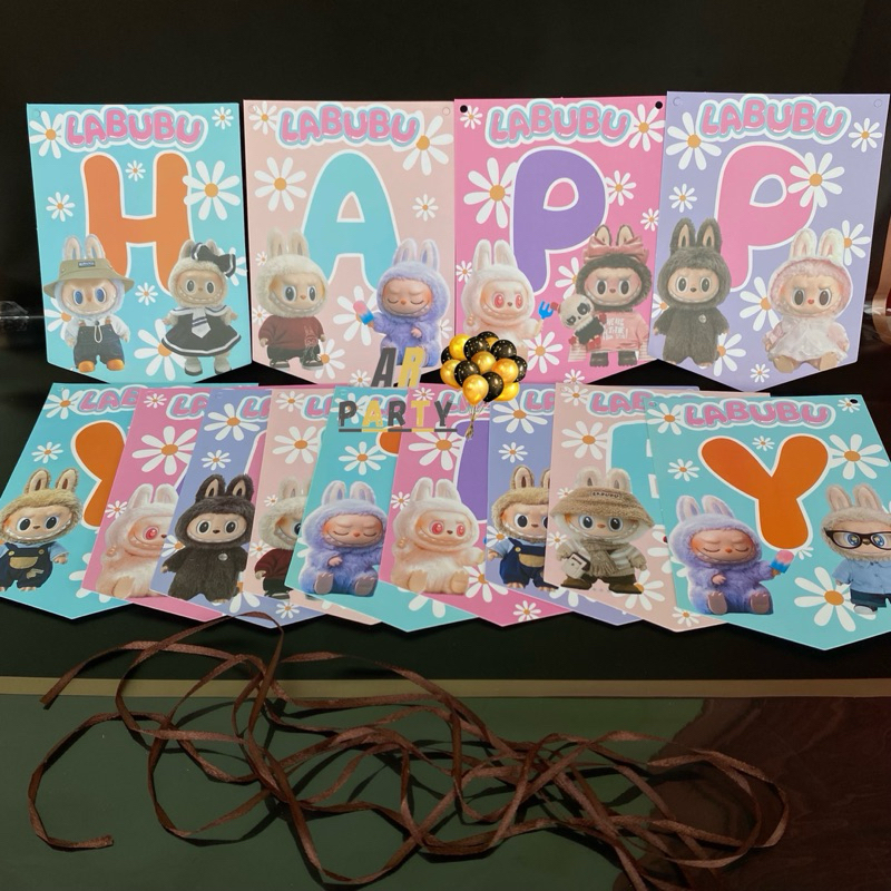 Jual 1 Set Banner Hbd Labubu / Banner Karakter Labubu / BuntingFlag ...