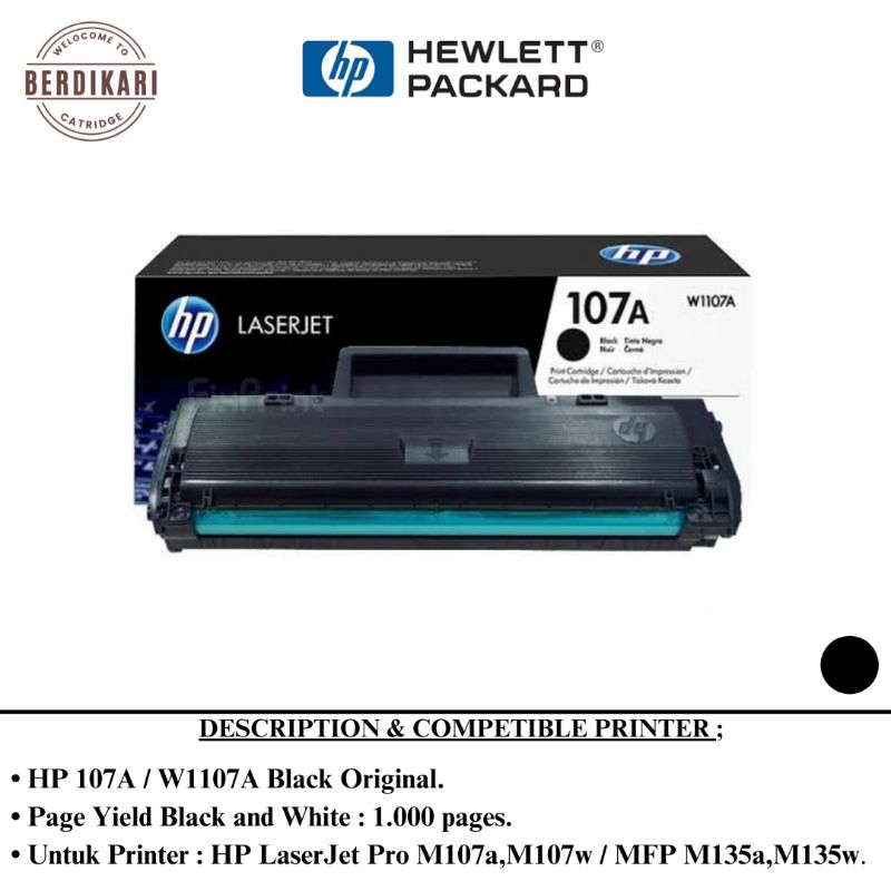 Jual HP 107A ( W1107A ) Black Original Cartridge for HP LaserJet Pro ...