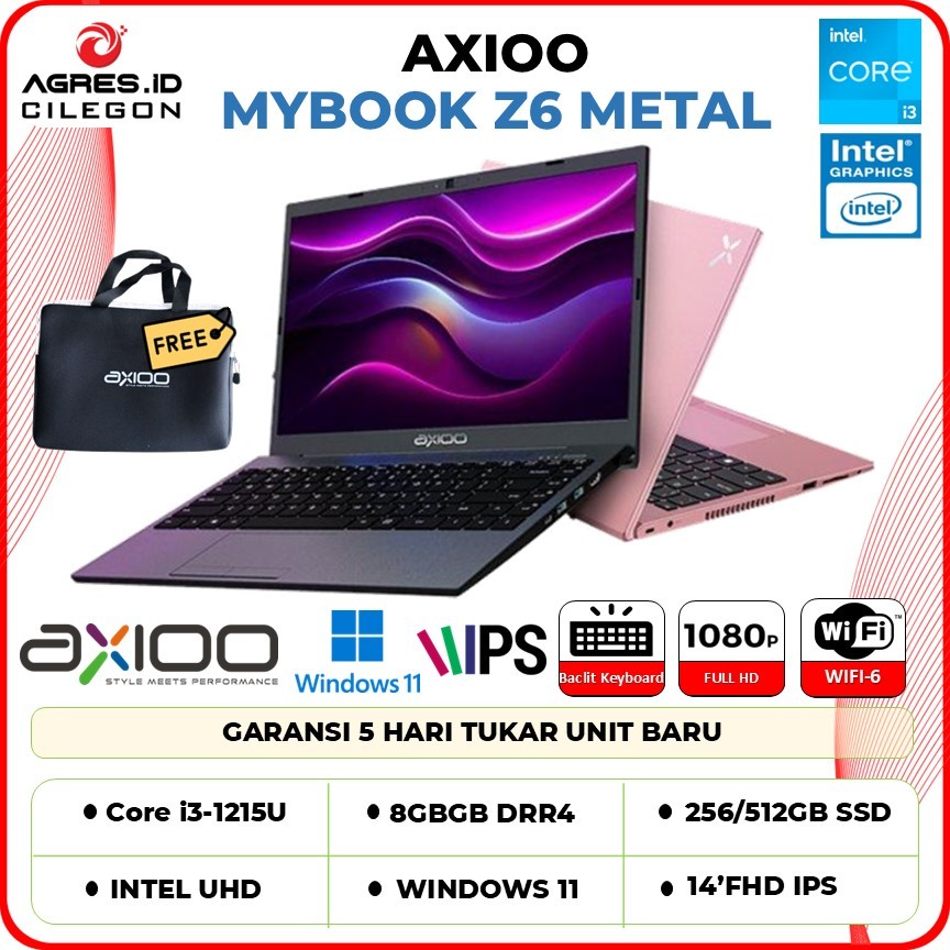 Jual Axioo Mybook Z6 Metal Intel Core i3-1215U 8GB 512GB SSD 14.0-inch Full HD IPS Windows 11 ...