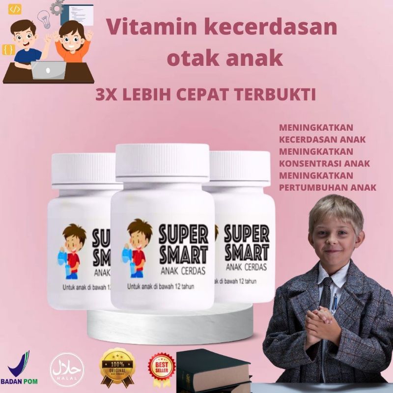 Jual Super Smart Suplemen Kecerdasan Otak Anak Herbal BPOM- Vitamin ...