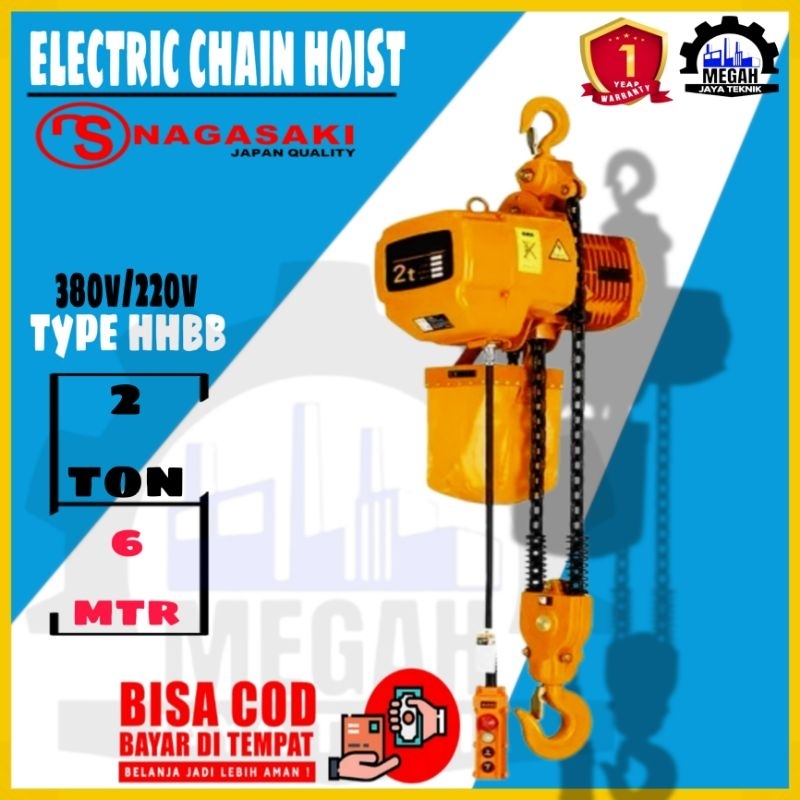 Jual ELECTRIC CHAIN HOIST KAPASITAS 2 TON × 6 MTR dan 12 MTR 380V/3 ...
